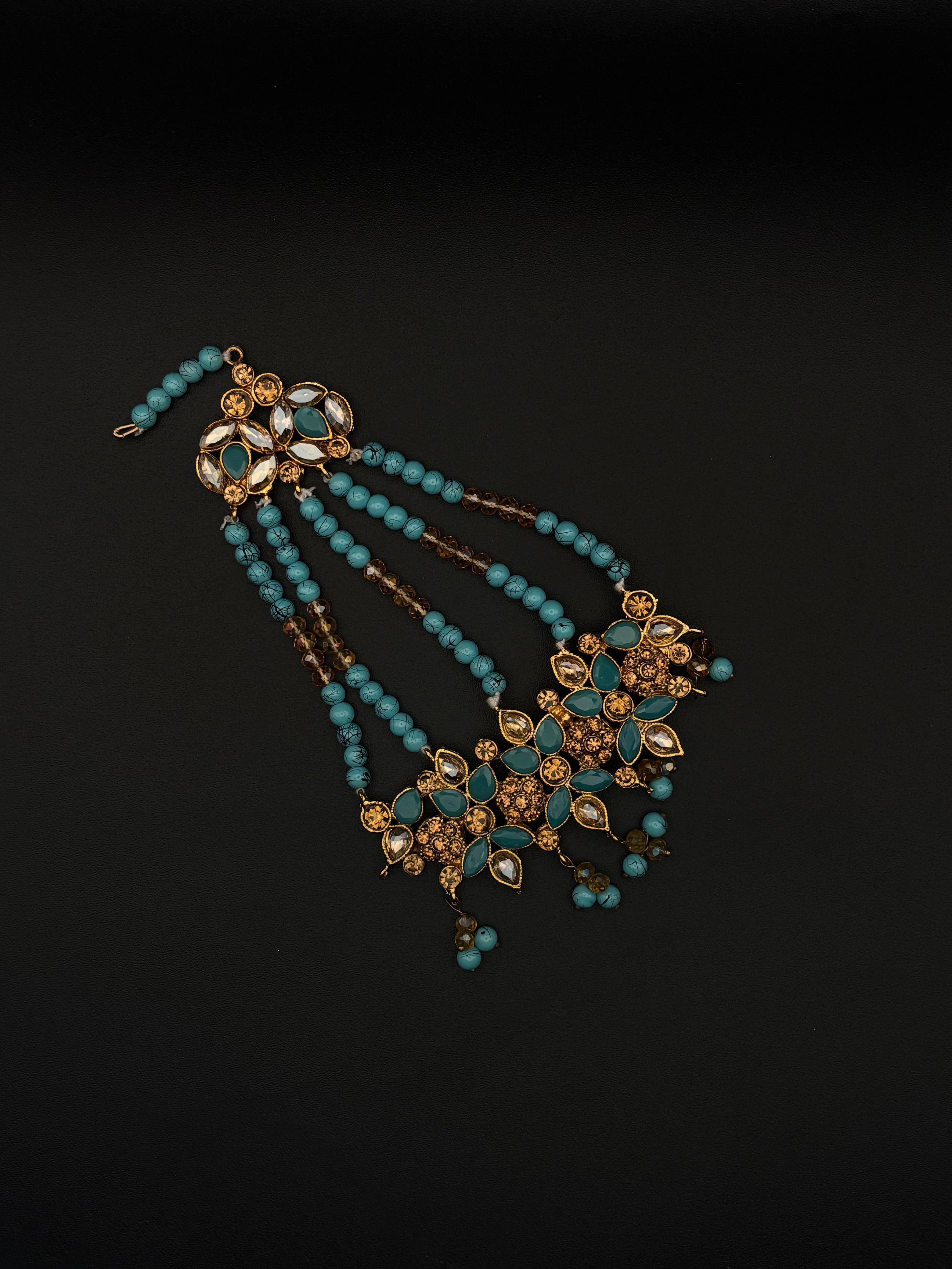 Turquoise & Crystal Jhoomer – mbcollections.com.pk